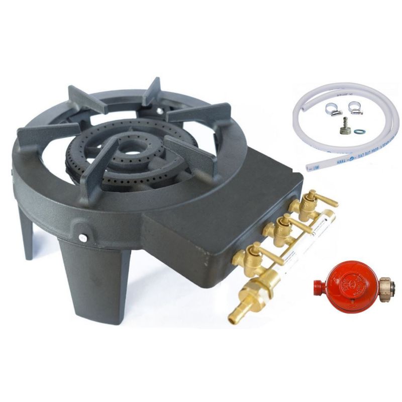 Rechaud à gaz en Fonte véritable INTEC 9800 4 pieds 2 bruleurs + Tuyau ...